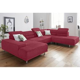 Sit & More sit&more Wohnlandschaft &raquo;Mariola U-Form&laquo; mit Federkern, inklusive Kopfteil- und Sitztiefenverstellung rot Luxus-Microfaser (100% Polyester);Struktur (
