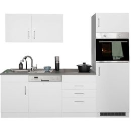 KOCHSTATION K&uuml;chenzeile &raquo;KS-Paris&laquo; Breite 230 cm, wahlweise mit E-Ger&auml;ten und Induktion wei&szlig; B/H/T: 230cm x 200cm x 60cm, ohne E-Ger&auml;te