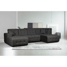 Home Affaire Wohnlandschaft &raquo;Nosia U-Form&laquo; incl. 2 Zierkissen, mit feiner Steppung grau 100% Polyester B/H/T: 297cm x 85cm x 163cm, Struktur, 