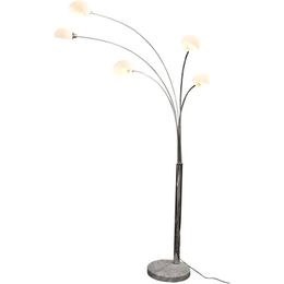Salesfever Stehlampe &raquo;Noa&laquo; E14 1 Stk. 5 bewegliche Arme mit Glasschirm, Dimmschalter, echter Marmorfu&szlig; wei&szlig; 5, H: 210cm, 1 Stk.