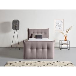 Home Affaire Boxbett &raquo;Kederleicht&laquo; inklusive Fu&szlig;teil, Bettkasten & Topper, in 4 Breiten und 2 H&auml;rtegraden grau Struktur, Liegefl&auml;che B/L: 120cm x 