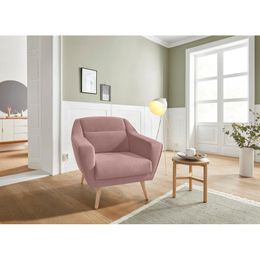 OTTO home Sessel &raquo;Bille&laquo; mit Naht im R&uuml;ckenkissen und Eiche-Beinen, Design by Morten Georgsen rosa Samtoptik (100% Polyester);Struktur (100% Polyester