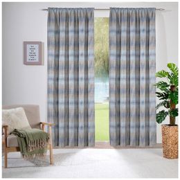 Weckbrodt-Gardinen Vorhang &raquo;Kilian&laquo; Kr&auml;uselband 2 Stk. tlg. Gardine, Store, Dekoschal, blickdicht blau Polyester 245cm, Kr&auml;uselband, 140cm