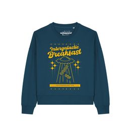 Watapparel Sweatshirt ' Intergalactic Breakfast ' Damen Gr&ouml;&szlig;e S gelb / petrol