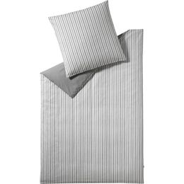 Esprit Wendebettw&auml;sche &raquo;Herringbone&laquo; 3 Stk. mit Fischgr&auml;t-Muster grau Renforc&eacute;, Obermaterial: 100% Baumwolle B/L: 200cm x 200cm, 1 Stk., 2 Stk., Renforc&eacute;, B/