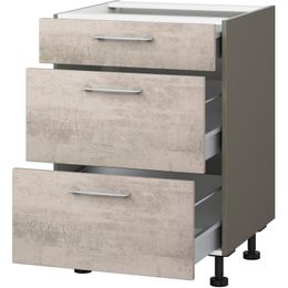 KOCHSTATION Kochfeldumbauschrank &raquo;KS-Trea U2AS60-H&laquo; mit drei Schubk&auml;sten, Breite 60 cm, H&ouml;he 75 cm grau anthrazit, B/H/T: 60cm x 75cm x 56cm, 