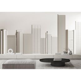 Livingwalls living walls Vliestapete &raquo;Fototapete Skyline in Beige Wei&szlig; Modern Architekt&laquo; matt glatt beige Vlies B/L: 2,7m x 5m, Rollen: 1