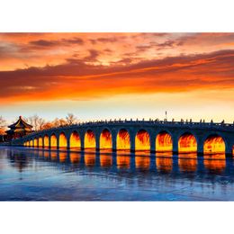 papermoon Fototapete &raquo;Beijing Summer Palace Bridge&laquo; glatt bunt Vlies B/L: 4m x 2,6m, Bahnen: 8 Stk.