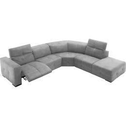 Egoitaliano Ecksofa &raquo;Sauvanne, Designsofa der Extraklasse, elegant und bequem, L-Form&laquo; wahlweise mit elektrischer Relaxfunktion, Kopfteilverstellung grau Leder &raquo;