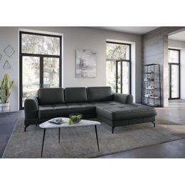 Sit & More sit&more Ecksofa &raquo;Bendigo L-Form&laquo; inklusive Sitztiefenverstellung, Bodenfreiheit 12 cm, in 2 Fu&szlig;farben schwarz B/H/T: 284cm x 84cm x 175cm, NaturLEDER