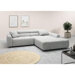 3C Candy Ecksofa &raquo;Denver auch mit Cord- und Easy care-Bezug, Kopfteilverstellung L-Form&laquo; wahlweise. mit motorischer Sitztiefenverstellung silber 95% 
