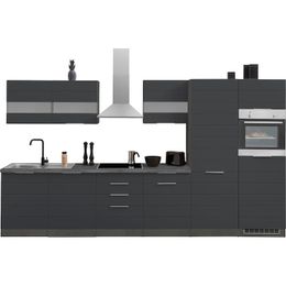 KOCHSTATION K&uuml;chenzeile &raquo;KS-Luhe&laquo; 360 cm breit, wahlweise mit oder ohne E-Ger&auml;ten, gefr&auml;ste MDF-Fronten grau B/H/T: 360cm x 60cm, inkl. E-Ger&auml;te (