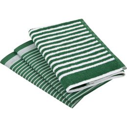 Ross Geschirrtuch &raquo;Exclusiv&laquo; 1x K&uuml;chen-Frottiertuch 50x50 cm Streifen u. 2x Geschirrt&uuml;cher 50x70 cm gr&uuml;n 100% Baumwolle, 50% Baumwolle, 50% Leinen 3 