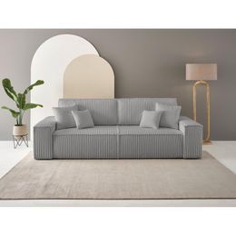 OTTO home 3-Sitzer &raquo;FINNLEY Cord, Schlafsofa 257 cm - OTTO. Verl&auml;ssliche Qualit&auml;t.&laquo; mit Bettkasten, in Boucl&eacute;, Struktur fein und Mega Cord grau 