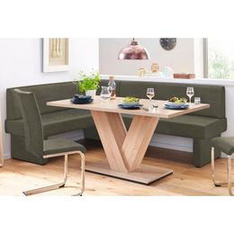 Home Affaire Eckbank &raquo;Nils&laquo; Sitz und R&uuml;cken gepolstert, verschiedene Qualit&auml;ten gr&uuml;n Holzwerkstoff, Massivholz, Polyester B/H/T: 222cm x 89cm x 162cm,