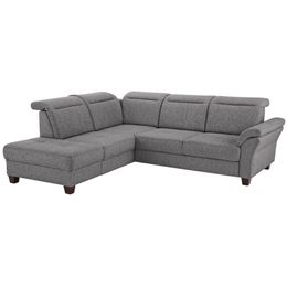 OTTO home Ecksofa &raquo;Solvei L-Form&laquo; wahlweise auch mit Kopfteilverstellung und Schlaffunktion, Federkern grau Luxus-Microfaser Lederoptik (100% 