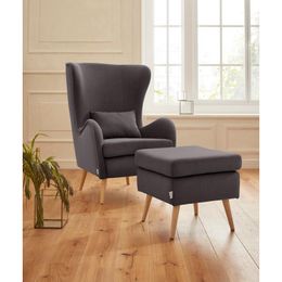 Home Affaire Sessel &raquo;Sallito, Ohrensessel, TV-Sessel&laquo; f&uuml;r Wohnzimmer, auch in Samtcord grau Struktur Hahnentritt (67% Polypropylen, 33% Polyester);