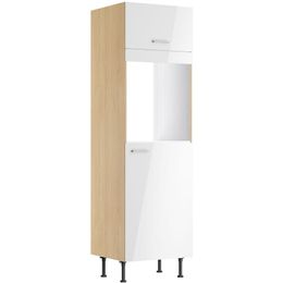 KOCHSTATION Backofenumbauschrank &raquo;KS-Lucy&laquo; Breite 60 cm, mit 1 T&uuml;r, 1 Klappe, Soft-Close, h&ouml;henverstellbare F&uuml;&szlig;e Eiche hell, B/H/T: 60cm x 211,8cm x 