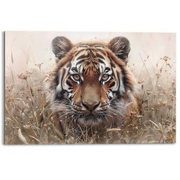 Reinders Deco-Panel &raquo;Tiger auf der Jagd&laquo; Wohnzimmer - Braun - MDF - Tiere - 90x60 cm braun B/H/T: 90cm x 60cm x 2cm