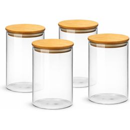 Van Well Vorratsglas &raquo;Vorratsdose Ella, 4 St&uuml;ck&laquo; mit Bambusdeckel transparent Bambus, Glas B/H/L: 16cm