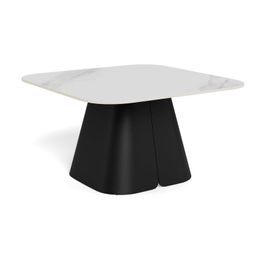 ACTONA GROUP Couchtisch &raquo;Salinas, Sofatisch, Tisch, Beistelltisch&laquo; B/T/H: 80x80x48 cm, wei&szlig;e Keramikplatte, abgerunde Ecken, schwarzer Stahlfu&szlig; 