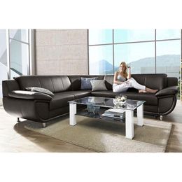 Trendmanufaktur Ecksofa &raquo;Rondo wahlweise mit Schlaffunktion, bequeme Armlehnen&laquo; L-Form, wahlw.mit Federkern, F&uuml;&szlig;e chromfarben, Unser Dauertiefpreis 