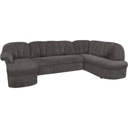 DOMO collection Wohnlandschaft &raquo;Pegnitz, zeitlos&modern, elegante R&uuml;ckensteppung, Breite 292cm, U-Form&laquo; wahlweise mit Bettfunktion grau 95% Polyester,