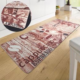 Hanse Home K&uuml;chenl&auml;ufer &raquo;Delicious Coffee&laquo; rechteckig 8 mm H&ouml;he L&auml;ufer, Rutschfest, K&uuml;chenteppich, K&uuml;che, Teppich, Pflegeleicht braun Kunstfaser B : 
