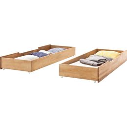 Home Affaire Bettschubkasten &raquo;Tommy&laquo; aus massivem Wildeichenholz, in unterschiedlichen Breiten braun Massivholz B/H/T: 166cm x 23cm x 62cm, F&uuml;r Bett 