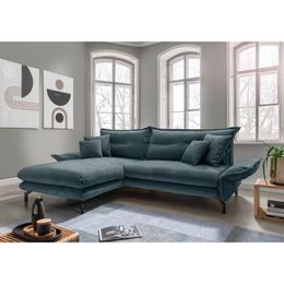 Home Affaire Ecksofa &raquo;Lazio modern und bequem, schmale Armlehnen, tolle Detailverarbeitung&laquo; Armlehnen verstellbar blau B/H/T: 255cm x 94cm x 180cm, 