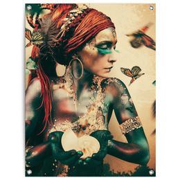 Reinders Poster &raquo;Jaime Ibarra - Bohemian Chic&laquo; Garten - Schmetterling - Ibiza - Hippie - Orange - Leinwand - 60x80 cm orange B/H/T: 60cm x 80cm x 0,1cm