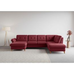 Sit & More sit&more Wohnlandschaft &raquo;G&ouml;teborg&laquo; inkl. Sitztiefenverstellung, wahlweise mit Bettfunktion & Bettkasten rot B/H/T: 327cm x 90cm x 226cm, Luxus-