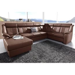 Sit & More sit&more Wohnlandschaft &raquo;Basel U-Form&laquo; wahlweise mit Relaxfunktion braun Luxus-Microfaser Altara Nubuck (100% Polyester);Kunstleder SOFTLUX ;
