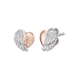 Engelsrufer Damen Paar Ohrstecker &raquo;HERZFL&Uuml;GEL&laquo; mit Zirkonia (synth.) rosa Silber 925 (Sterlingsilber)