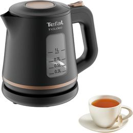 Tefal Wasserkocher &raquo;KI5338 Includeo&laquo; 1 l 2400 W Anti-Rutsch-Griff, Wasserstandsanzeige, herausnehmbarer Filter schwarz Einheitsgr&ouml;&szlig;e Wasserkocher