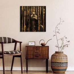 queence Acrylglasbild &raquo;Frau in Gold&laquo; Abstrakt Abstrakte Bilder von Frauen Erotische Bilder Formen Gem&auml;lde Kunst Person 1 Stk. tlg. HD Premium 