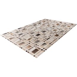 Padiro Teppich &raquo;Lavin 225&laquo; rechteckig 8 mm H&ouml;he Handgen&auml;htes und hochwertig verarbeitetes Unikat grau Rindsleder B : 120cm 1 Stk., 8mm, L: 170cm