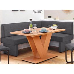 Home Affaire Eckbank &raquo;Nils&laquo; Sitz und R&uuml;cken gepolstert, verschiedene Qualit&auml;ten grau Holzwerkstoff, Massivholz, Polyester B/H/T: 182cm x 89cm x 142cm,