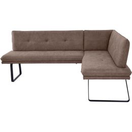 K+w Komfort & Wohnen K+W Komfort & Wohnen Eckbank 1 Stk. tlg. Polstereckbank in Spitzkissenoptik, Sitz und R&uuml;cken gesteppt braun B/H/T: 207cm x 87cm x 157cm, Microfaser 