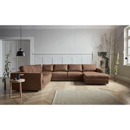 OTTO home Wohnlandschaft &raquo;Hobro U-Form&laquo; in 3 Bezugsqualit&auml;ten in vielen Farben braun Luxus-Microfaser Lederoptik (100% Polyester;Struktur grob (100% 