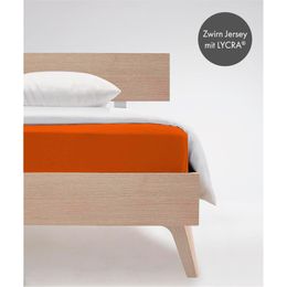 Fleuresse Spannbettlaken &raquo;Comfort&laquo; langlebig & b&uuml;gelfrei,Perfekte Passform durch POWER-STRETCH orange Jersey-Elasthan, Obermaterial: 96% Baumwolle, 4%