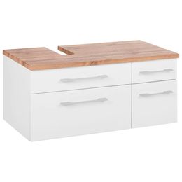 Welltime Waschbeckenunterschrank &raquo;Davos&laquo; Breite 90 cm wei&szlig; B/H/T: 90cm x 41cm x 47cm, Siphonausschnitt links