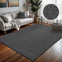 Sanat Teppich &raquo;Lora Plus, auch als L&auml;ufer&laquo; rechteckig 5 mm H&ouml;he Kurzflor, uni, gekettelt, Wohnzimmer, Kinderzimmer grau Kunstfaser B : 140cm 1 Stk., 5mm, L: