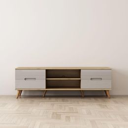 OTTO home TV-Board &raquo;Lund&laquo; gl&auml;nzende Fronten, Kabeldurchf&uuml;hrung, helles Holzdekor, Breite 160 cm B/H/T: 160cm x 50cm x 40cm, Eukalyptus