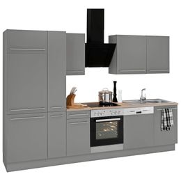 Optifit K&uuml;chenzeile &raquo;Bern&laquo; Breite 300 cm, wahlweise mit E-Ger&auml;ten, h&ouml;henverstellbare F&uuml;&szlig;e grau B/H/T: 300cm x 60cm, ohne E-Ger&auml;te