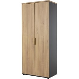 Kleiderschrank &raquo;ITALIC&laquo; ein ger&auml;umiger B&uuml;roschrank braun Holzwerkstoff Eiche Bocage / Anthrazit, B/H/T: 80cm x 187cm x 45cm, T&uuml;ren: 2 Stk. Eiche 