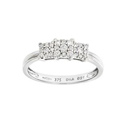 Diamant Leternel Ring 'Cluster-Ring aus 375 Wei&szlig;gold mit Diamant' Damen Gr&ouml;&szlig;e 59 silber