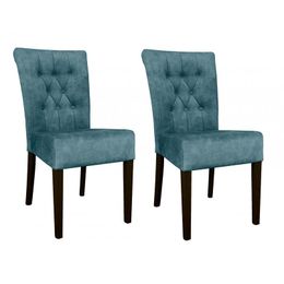 Home Affaire 4-Fu&szlig;stuhl &raquo;Ravenna&laquo; (Set) 2 Stk.Esszimmerstuhl mit Knopfheftung blau Holzwerkstoff, Massivholz B/H/T: 47cm x 93cm x 64cm, 2 Stk., 