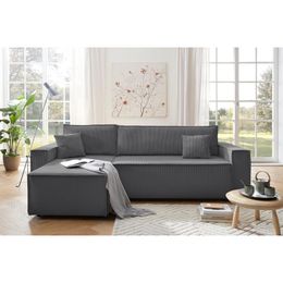 OTTO home Ecksofa &raquo;CASSI L-Form, 241cm - OTTO. Verl&auml;ssliche Qualit&auml;t.&laquo; Schlaffunktion (133/200), Bettkasten, Cord, Unser Tiefpreis grau B/H/T: 241cm x
