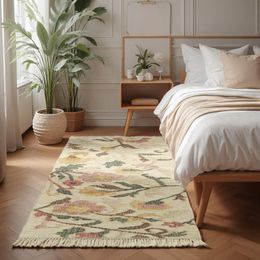 ELLE DECORATION Teppich &raquo;Kelim Violette&laquo; rechteckig 3 mm H&ouml;he Jute, Baumwolle, Natur, Handgewebt, Kelim, orientalisch, Boho beige Baumwolle, Jute B : 